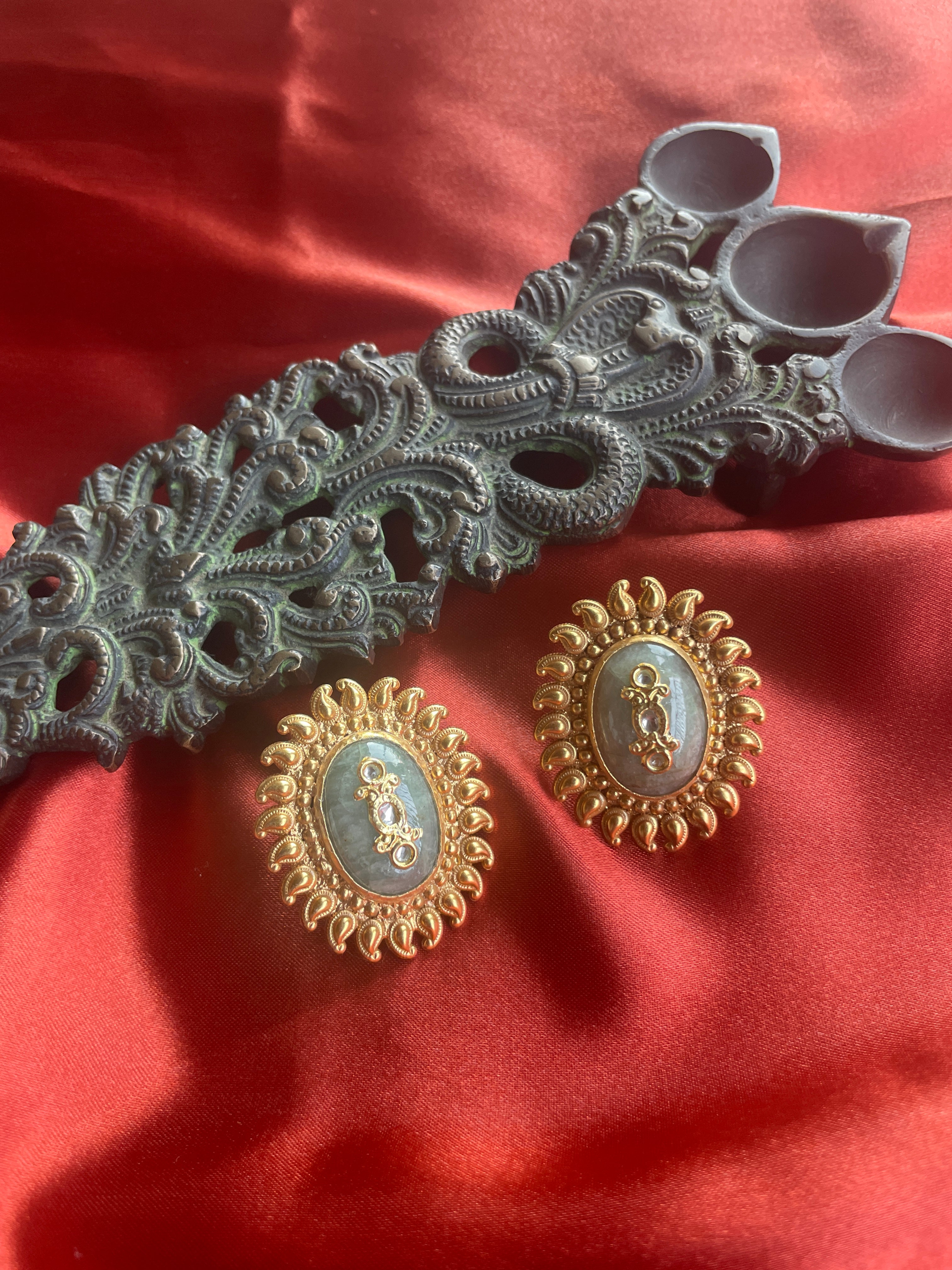 Statement studs with inlay work – Potpourri Studio